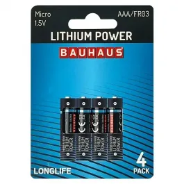 BAUHAUS Elem LITHIUM POWER (lítium mikroelem, AAA, 1.5V, 4db)