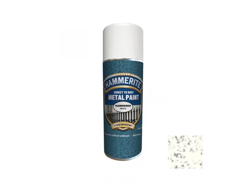 HAMMERITE Festék spray közvetlenül a rozsdára (fehér, kalapácslakk, 0.4L)